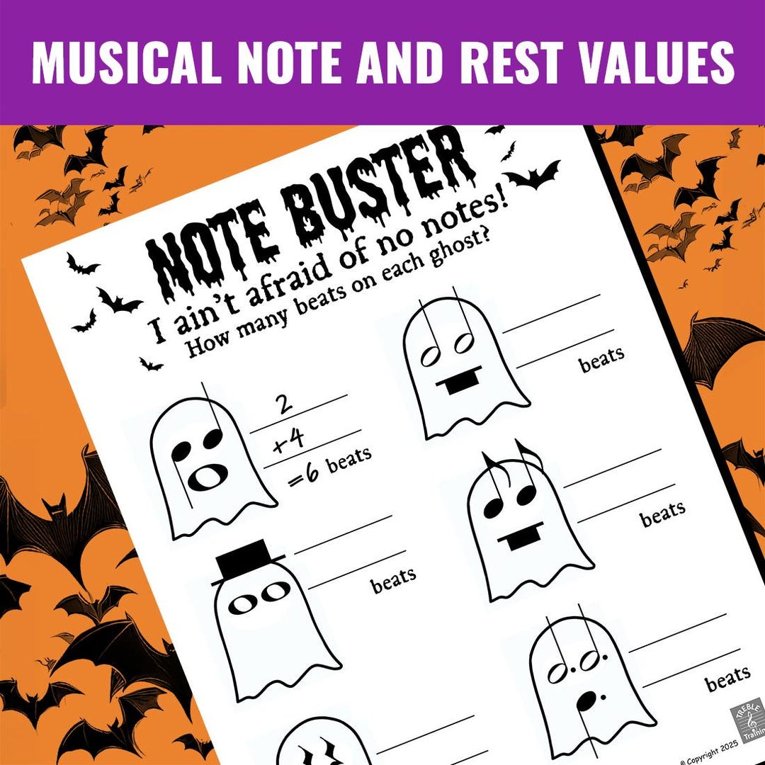 Note Buster! Halloween Music Math- Practicing Reading and Writing ...