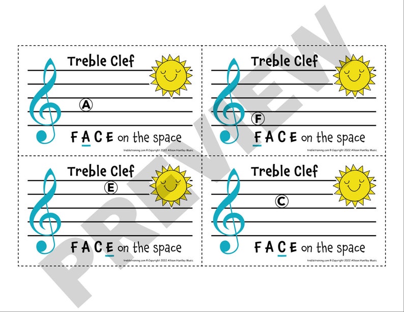 Memorize Notes in the Grand Staff With Music Memory Flash Cards - Etsy