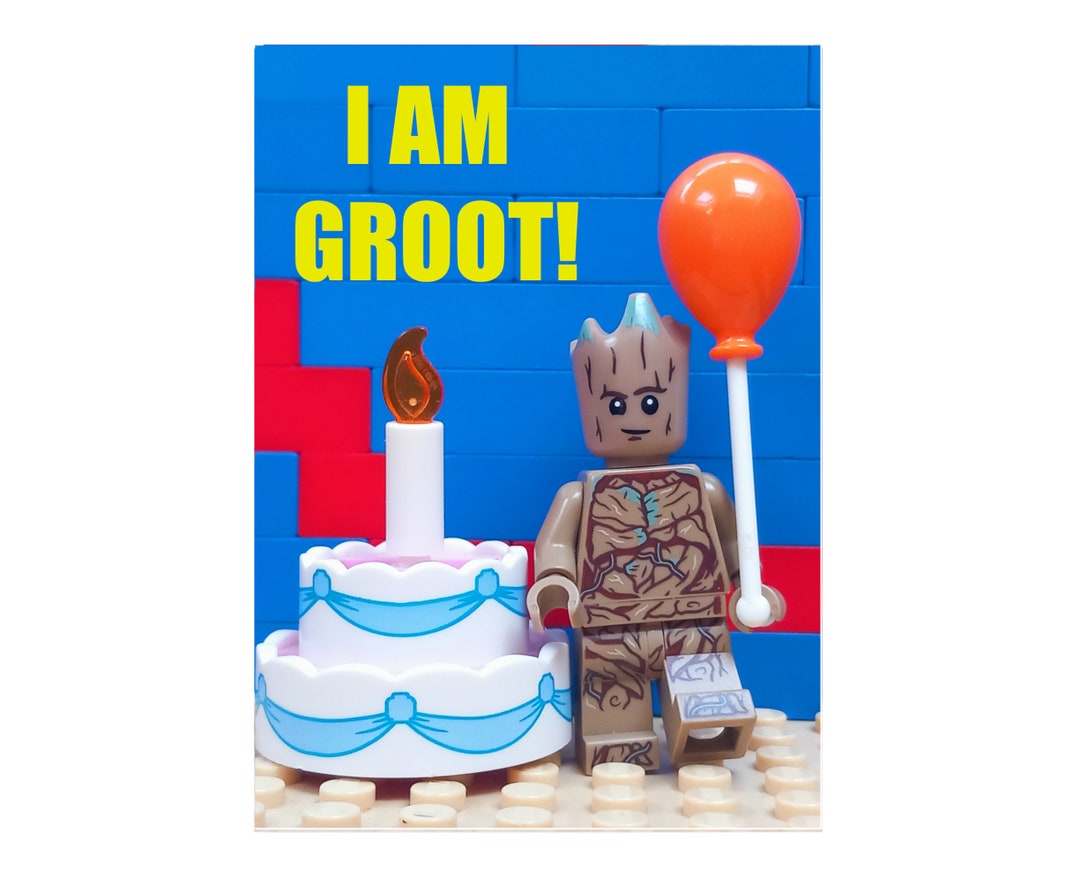 Lego's Groot Mini Figure Birthday Card, Lego's Guardians of the Galaxy ...