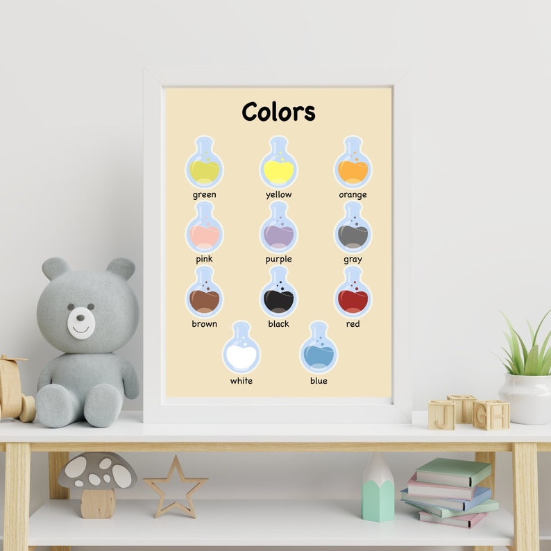 EDUCATIONAL POSTER, Colors Educational Poster, Nursery Homeschool ...