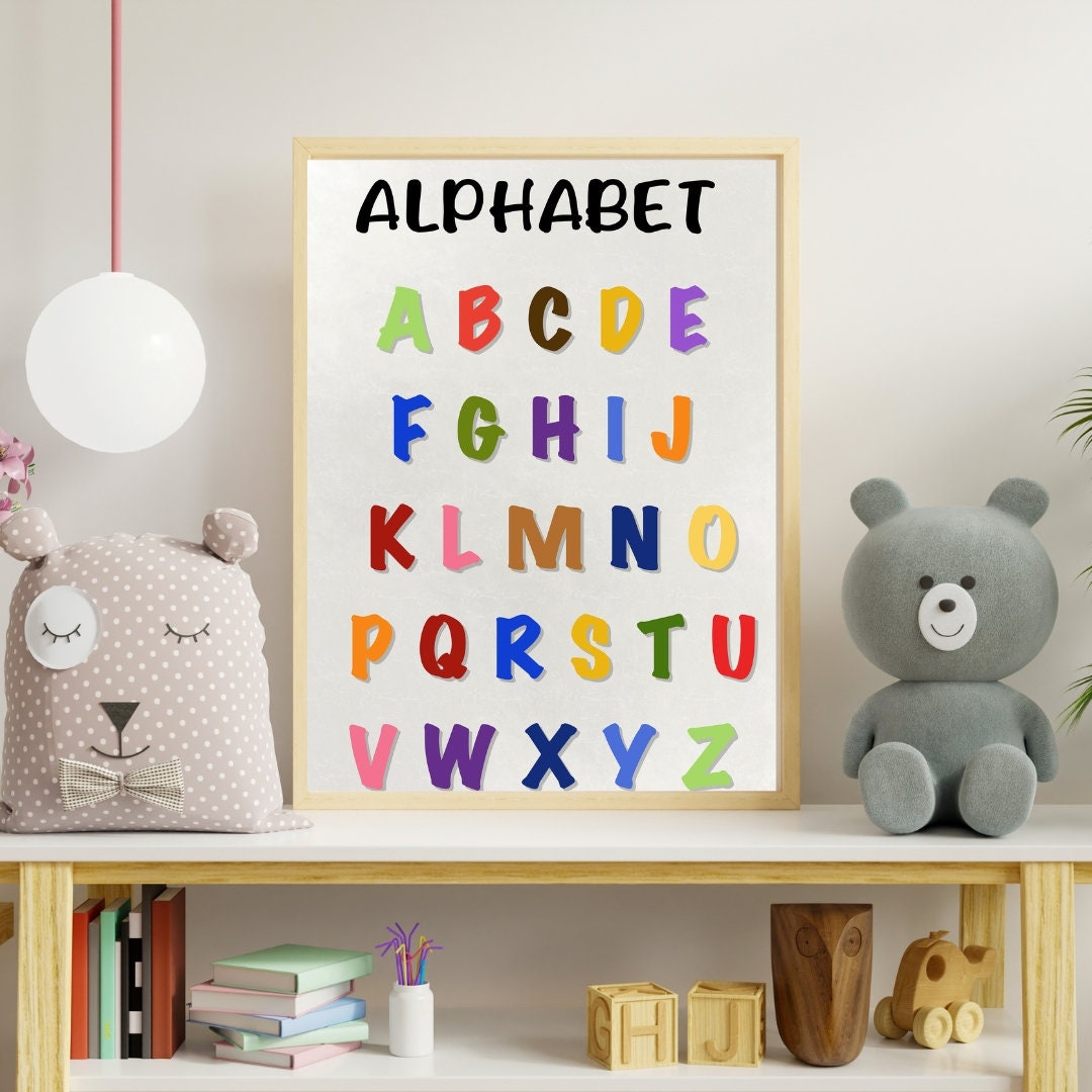 EDUCATIONAL POSTER, Rainbow Alphabet Poster, Nursery Homeschool Prints ...