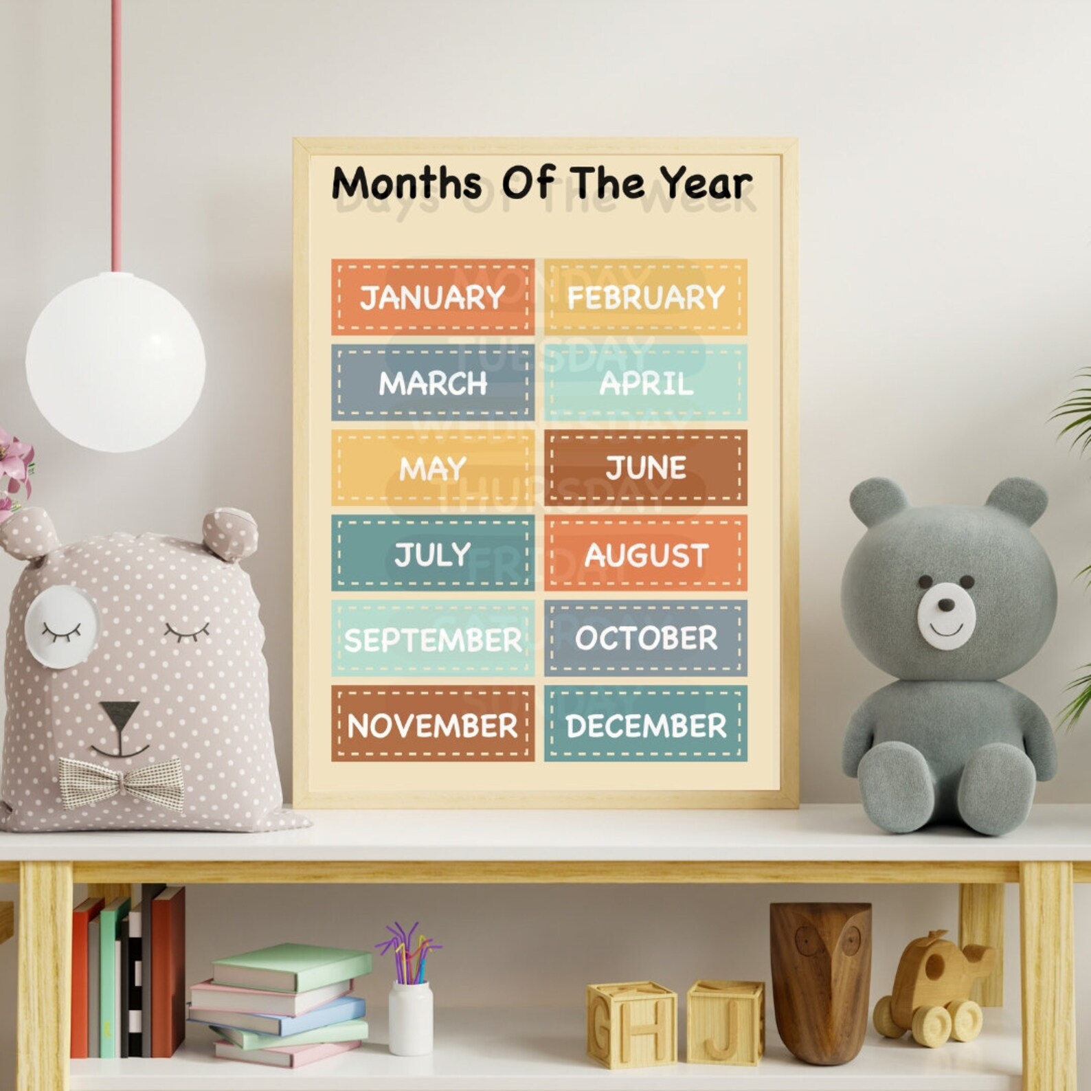 EDUCATIONAL POSTER, Months of the Year Poster, Nursery Homeschool ...