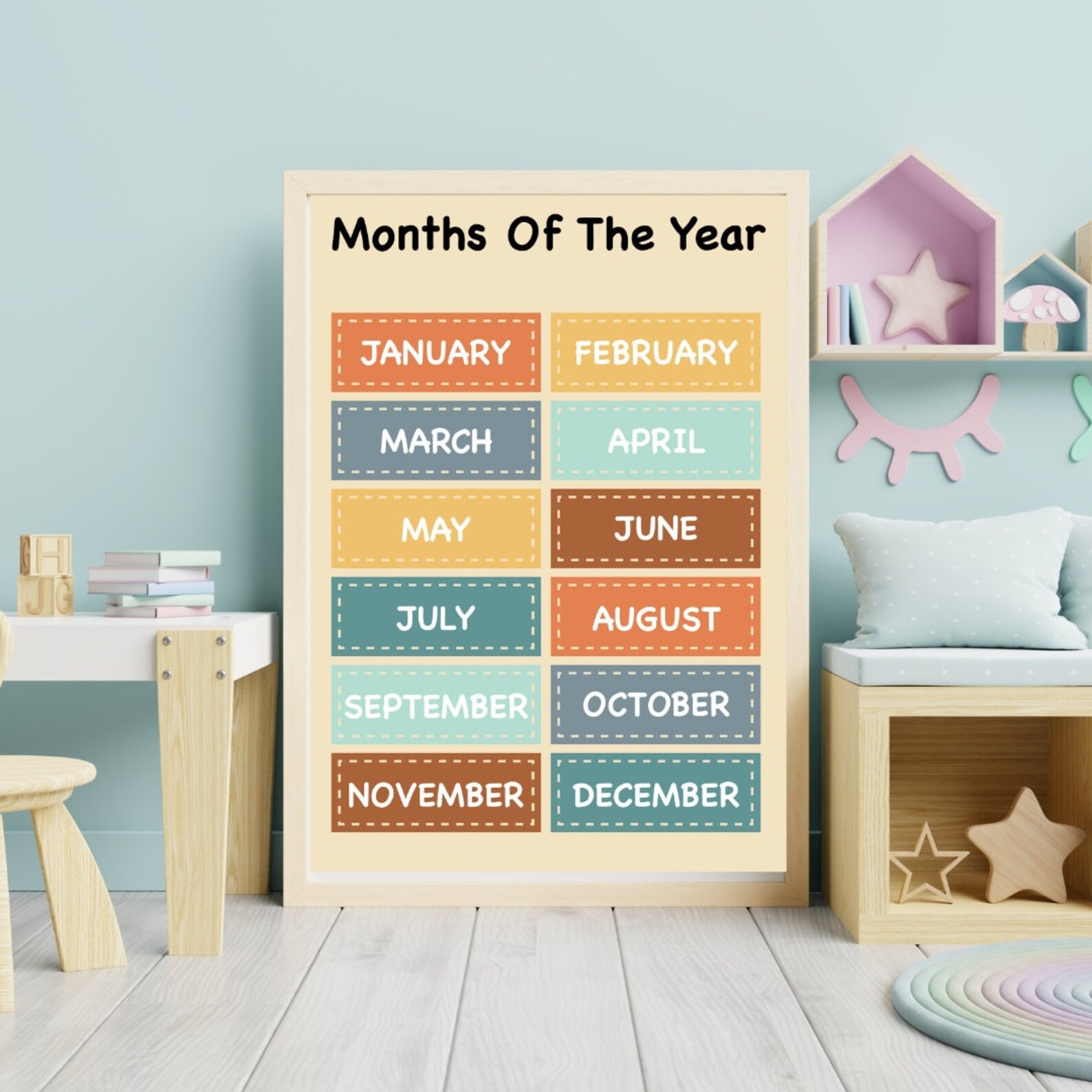 EDUCATIONAL POSTER, Months of the Year Poster, Nursery Homeschool ...
