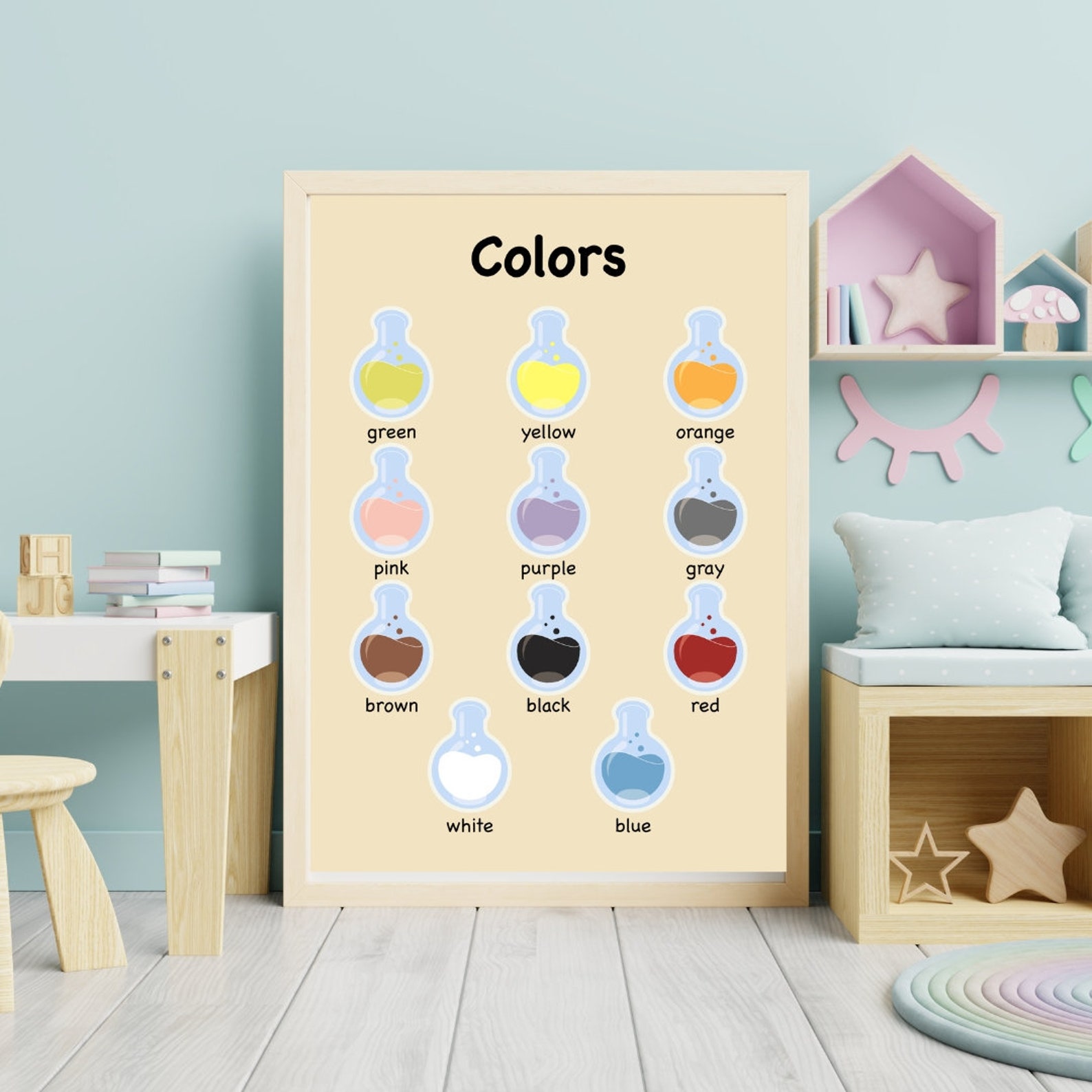 EDUCATIONAL POSTER, Colors Educational Poster, Nursery Homeschool ...