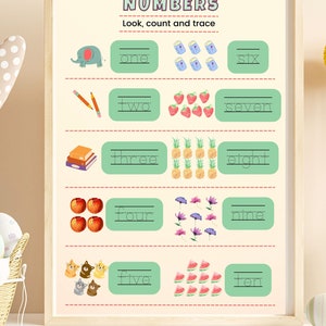 Numbers Poster for Playful Learning Montessori Learning - Etsy