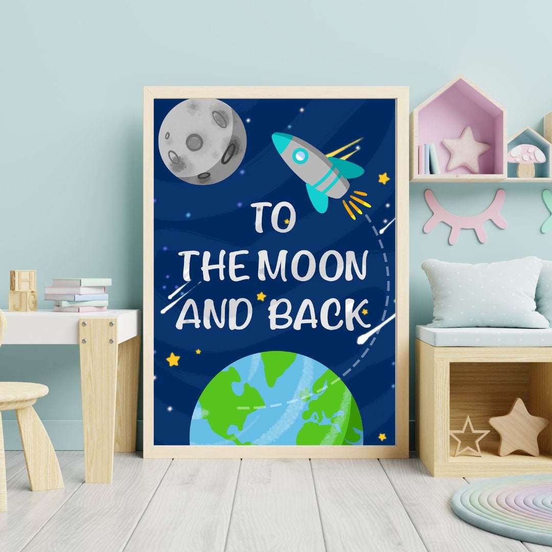 Astronaut Space, Themed Nursery Decor Navy, Blue Moon and Stars ...