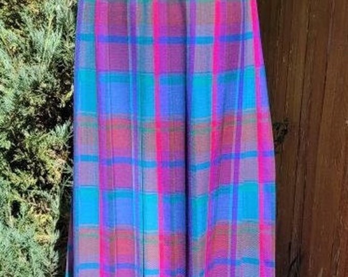 Vintage 80s Midi Plaid Pleated Skirt in Size 10 - Etsy