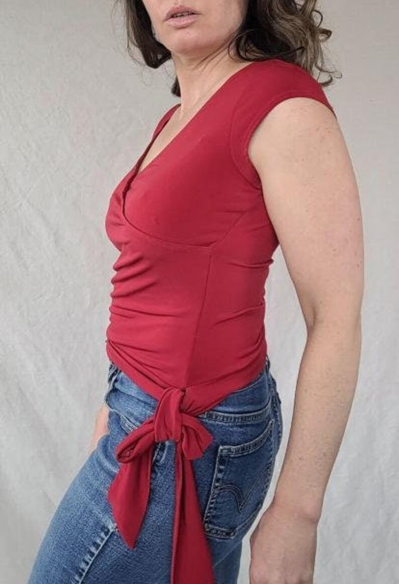 Vintage 1990s Red Deep V Top by Necessary Objects in Size Small - Etsy