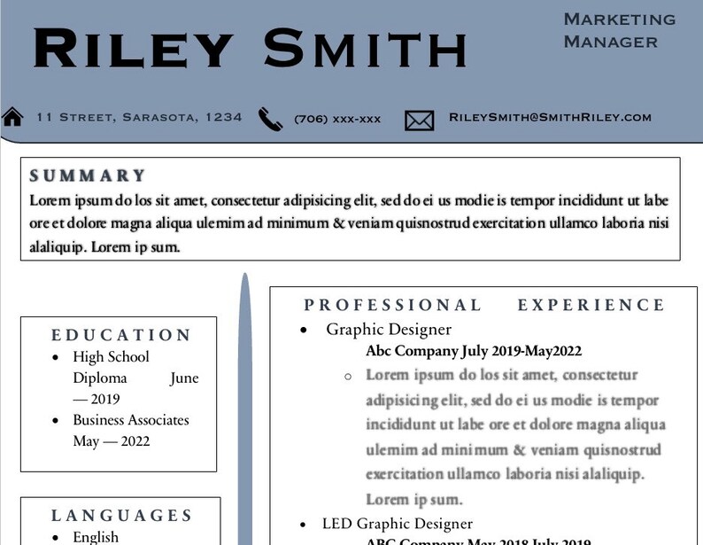 Simple Digital Resume Template - Etsy