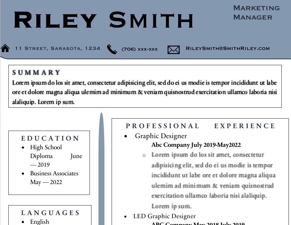 Simple Digital Resume Template - Etsy