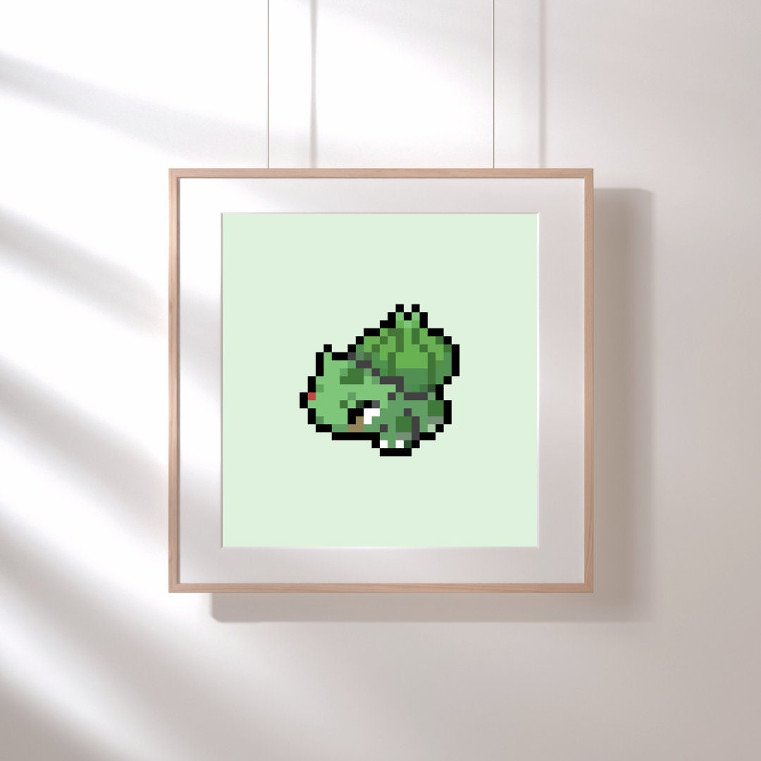 Bulbasaur Pixel Art - Pokémon Print, Digital Download, Minimalist ...