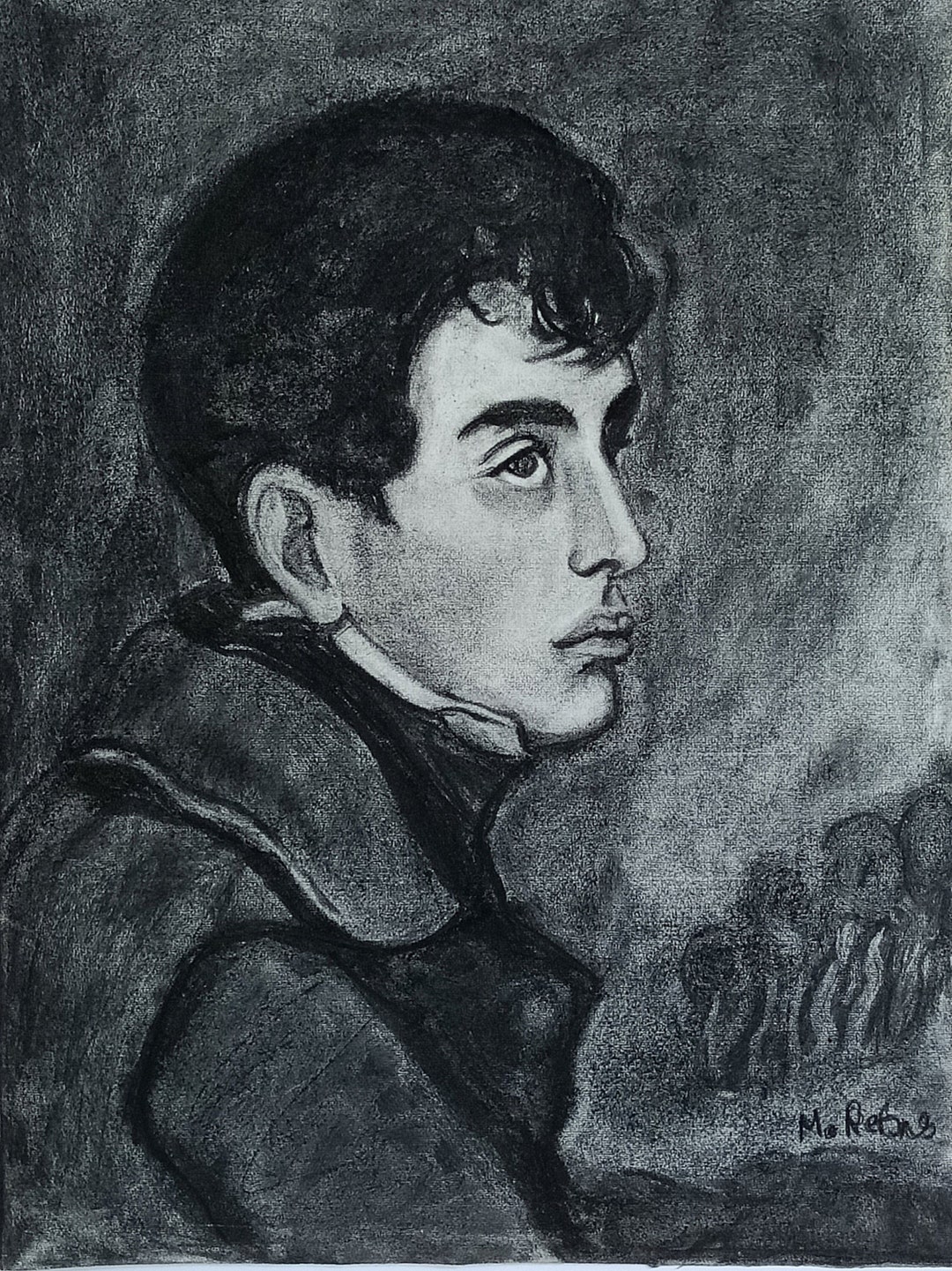 The Young Lord Byron, Charcoal Drawing on Ingrès Paper, Size 42x52 ...