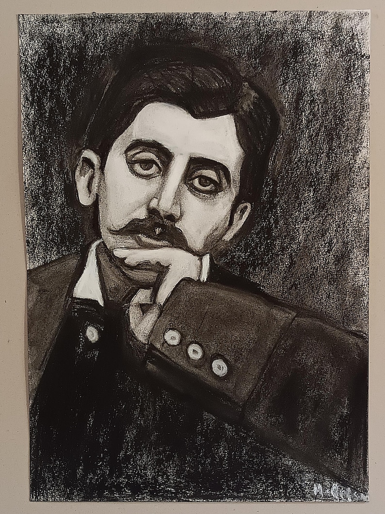 Original Charcoal Drawing of Marcel Proust, French Writer Portrait ...