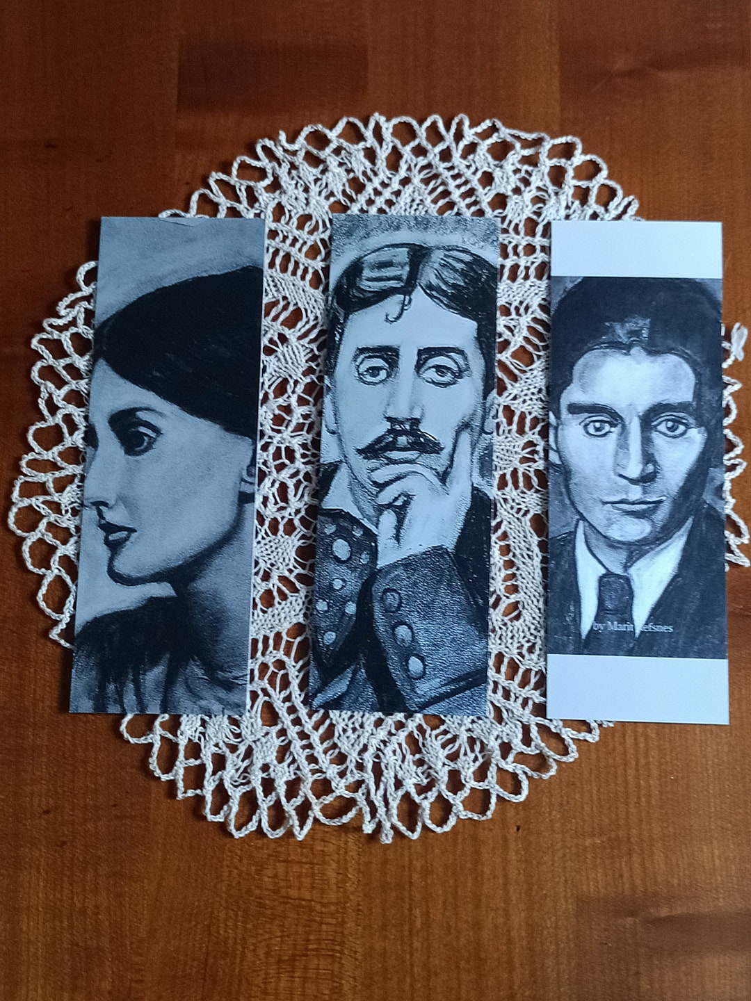 Set of Three Writer Bookmarks, Virginia Woolf, Marcel Proust, Franz ...