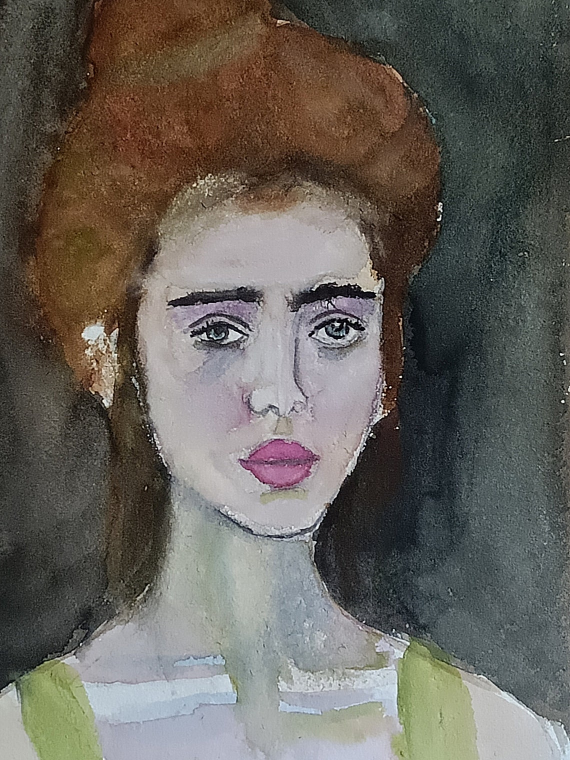 Sad Girl Small Expressive Watercolor Painting of a Sad Girl in ...