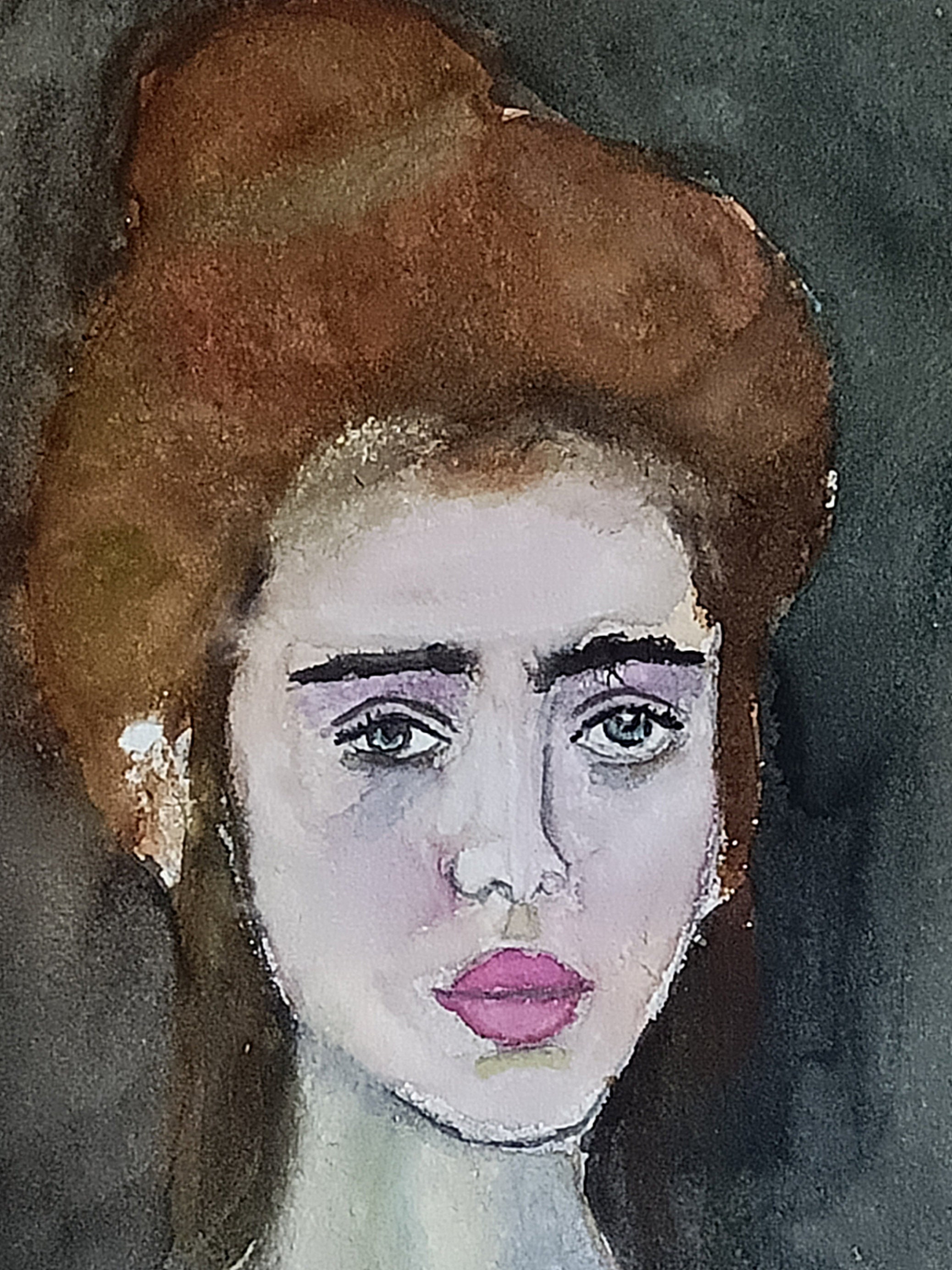 Sad Girl Small Expressive Watercolor Painting of a Sad Girl in ...