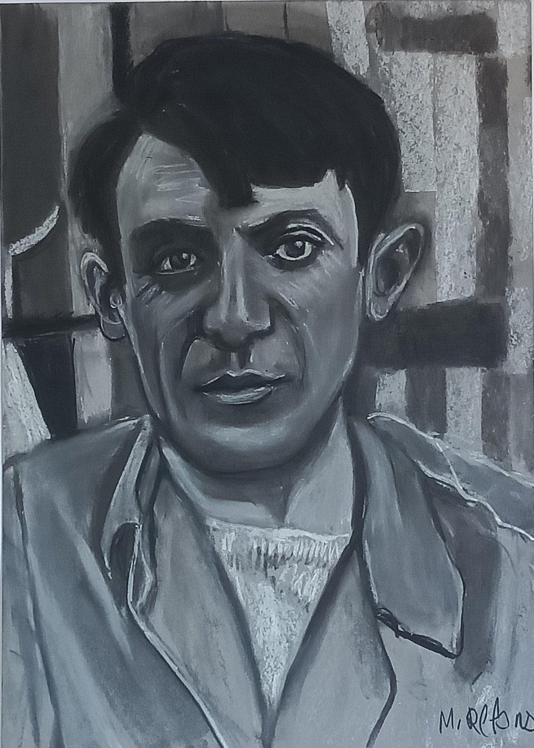 Portrait of Picasso, Original Drawing in Charcoal and Pastel, A3 Format ...