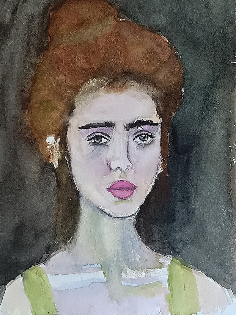 Sad Girl Small Expressive Watercolor Painting of a Sad Girl in ...