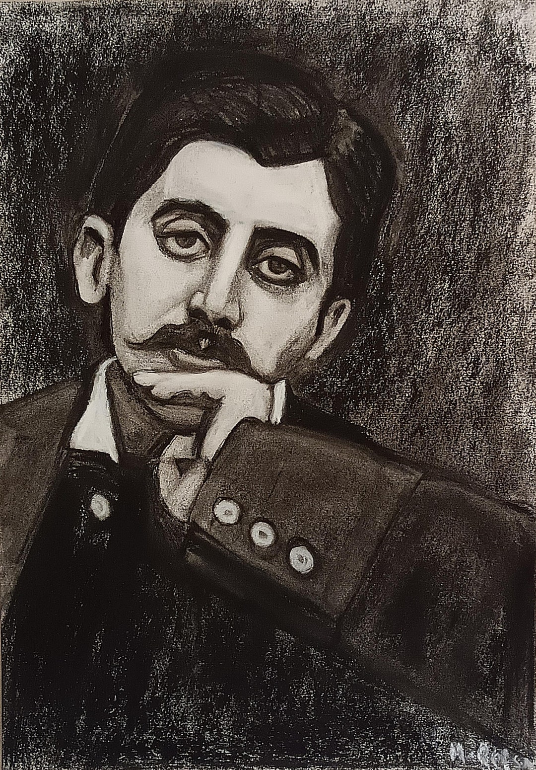 Original Charcoal Drawing of Marcel Proust, French Writer Portrait ...