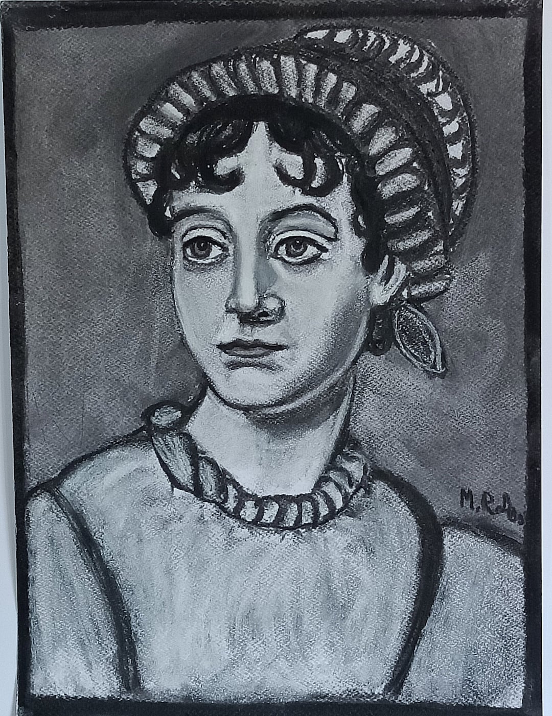 Jane Austen Original Charcoal and Pastel Drawing, Vintage Style, Hand ...