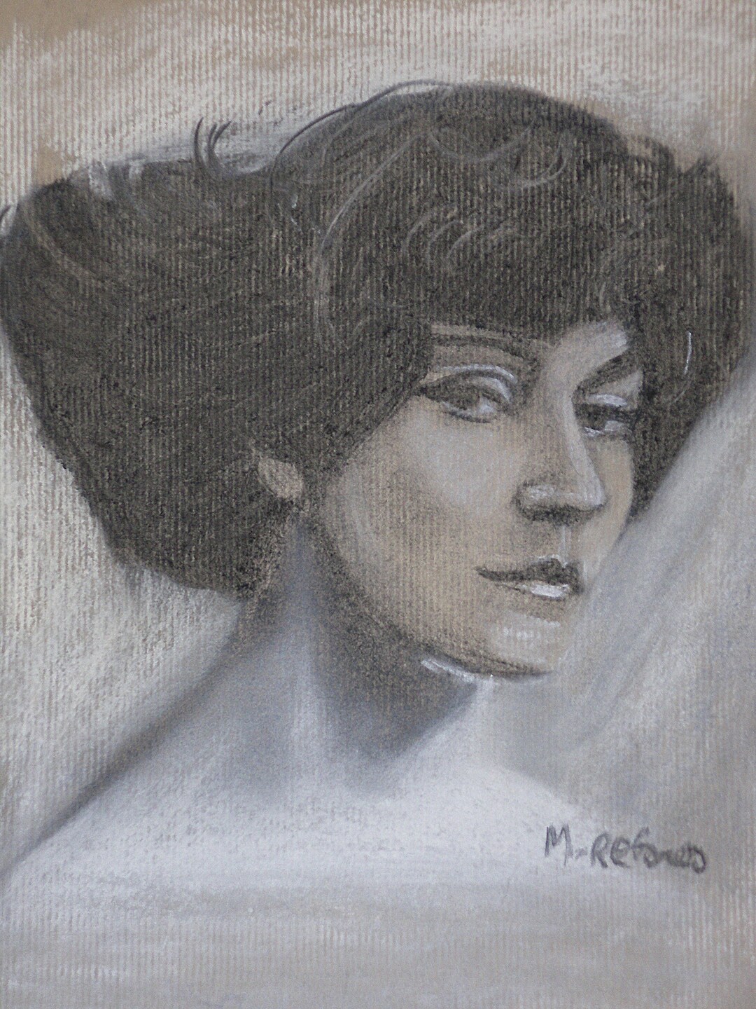 Painting of the French Writer Colette, Original Charcoal and White ...