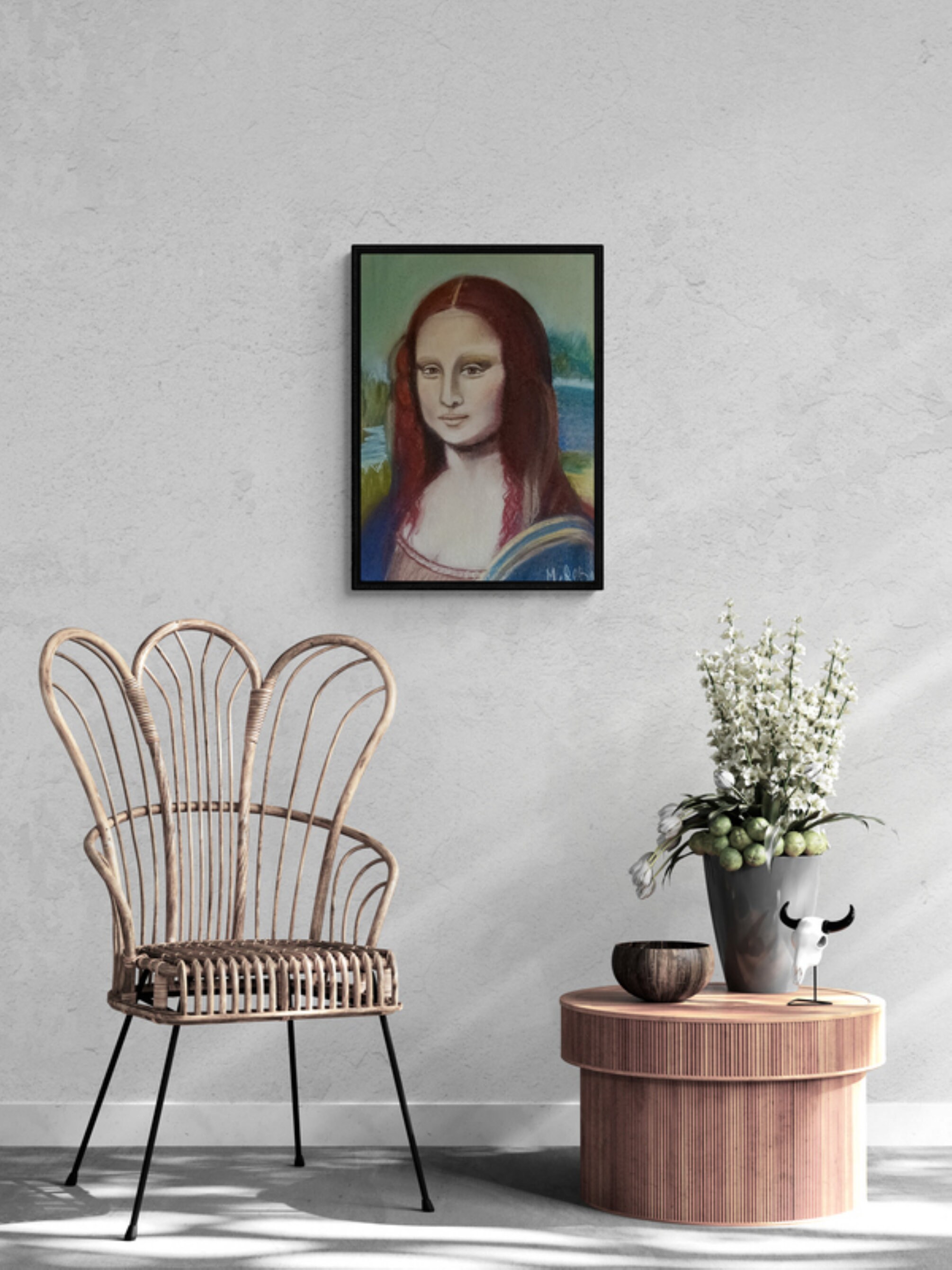 Original Pastel Drawing of Mona Lisa, After the Famous Renaissance ...