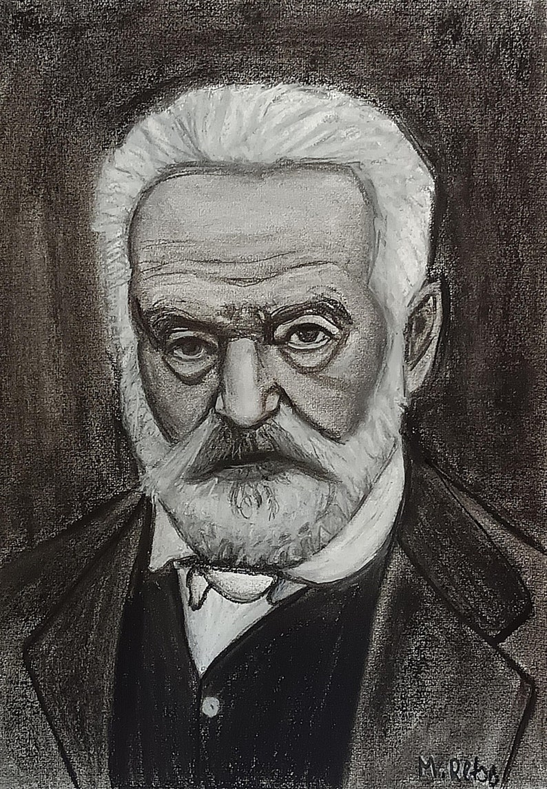 Original Charcoal Drawing of Victor Hugo, French Writer, Original ...