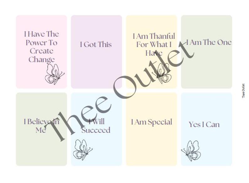 Pastel Butterfly Affirmation Cards Positive Affirmations Printable ...