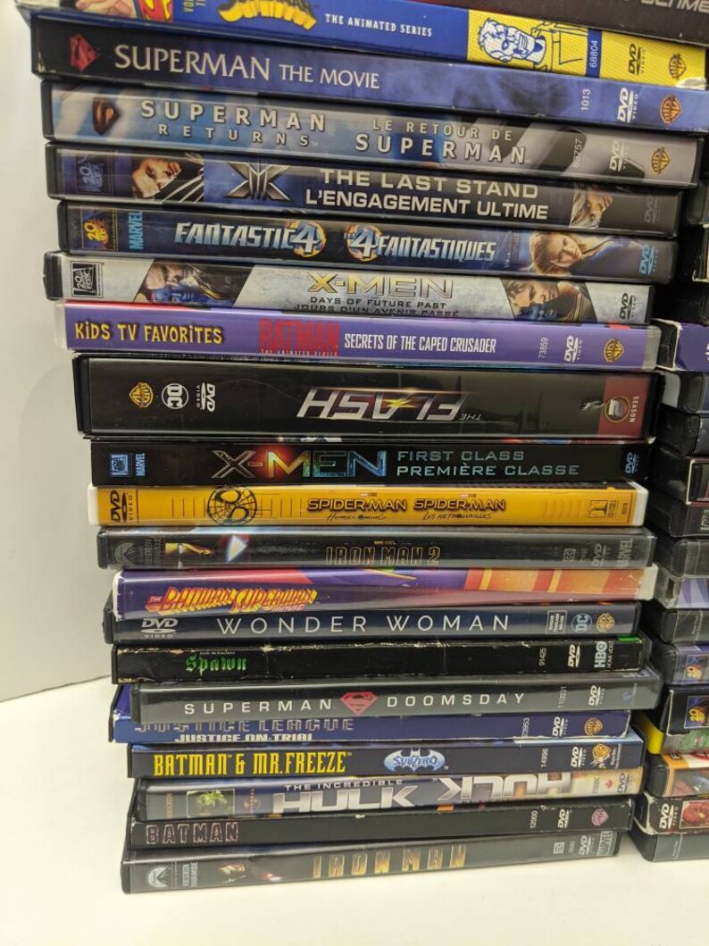 Lot of 120 Marvel DC Dvd Comic Book Animated Series, Movies, TV Series ...