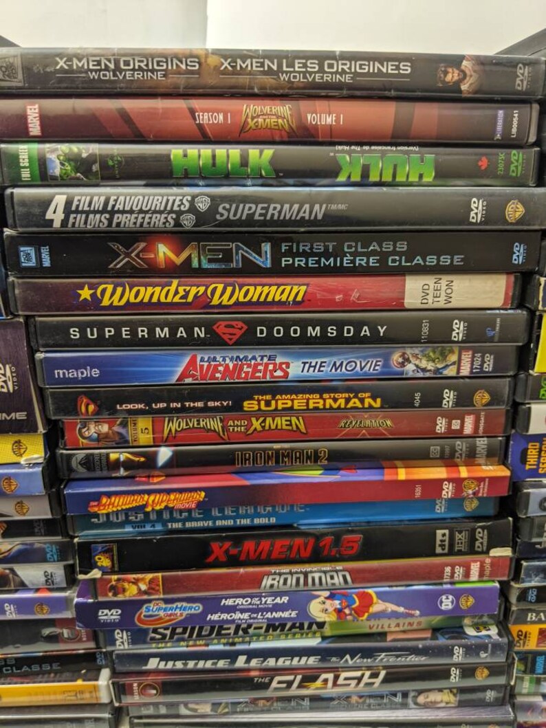 Lot of 120 Marvel DC Dvd Comic Book Animated Series, Movies, TV Series ...