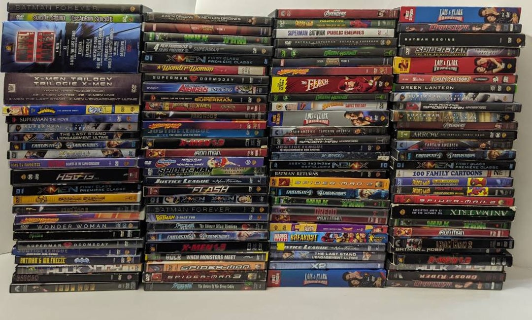Lot of 120 Marvel DC Dvd Comic Book Animated Series, Movies, TV Series ...