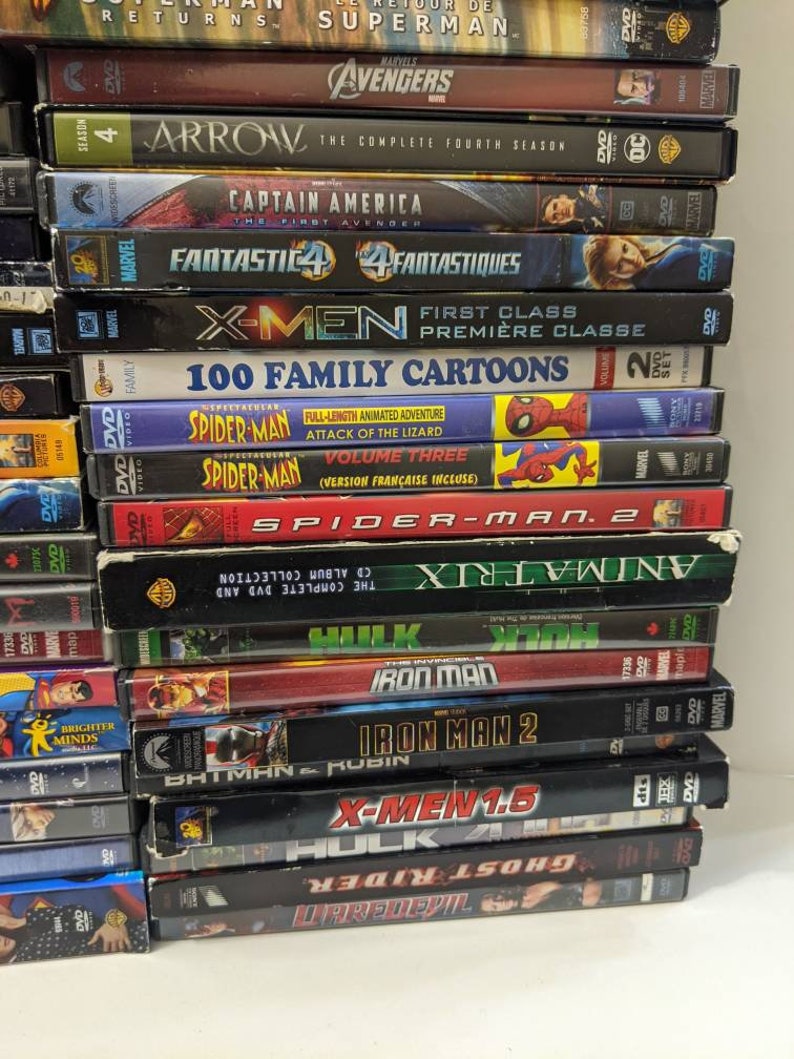 Lot of 120 Marvel DC Dvd Comic Book Animated Series, Movies, TV Series ...