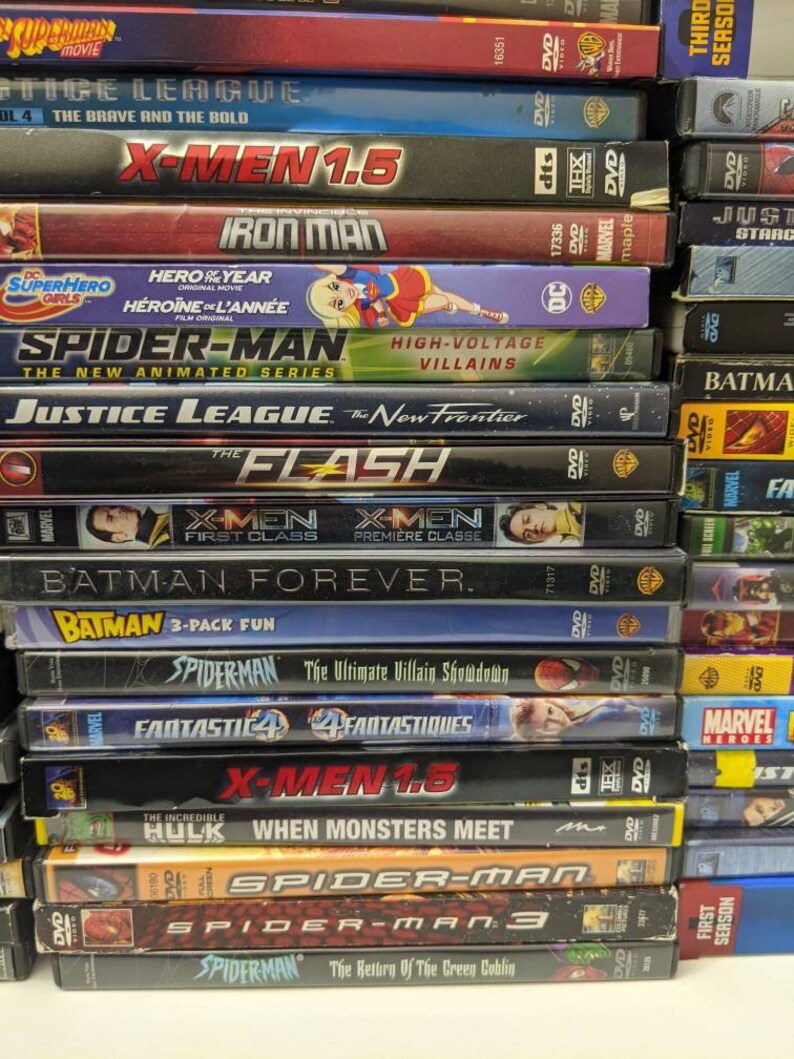Lot of 120 Marvel DC Dvd Comic Book Animated Series, Movies, TV Series ...