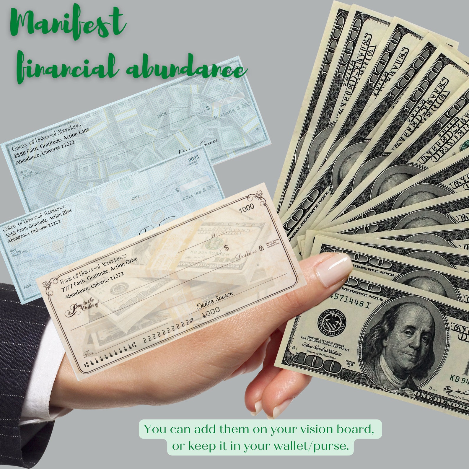 Printable Manifestation Checks, Law of Attraction Checks, Abundance ...