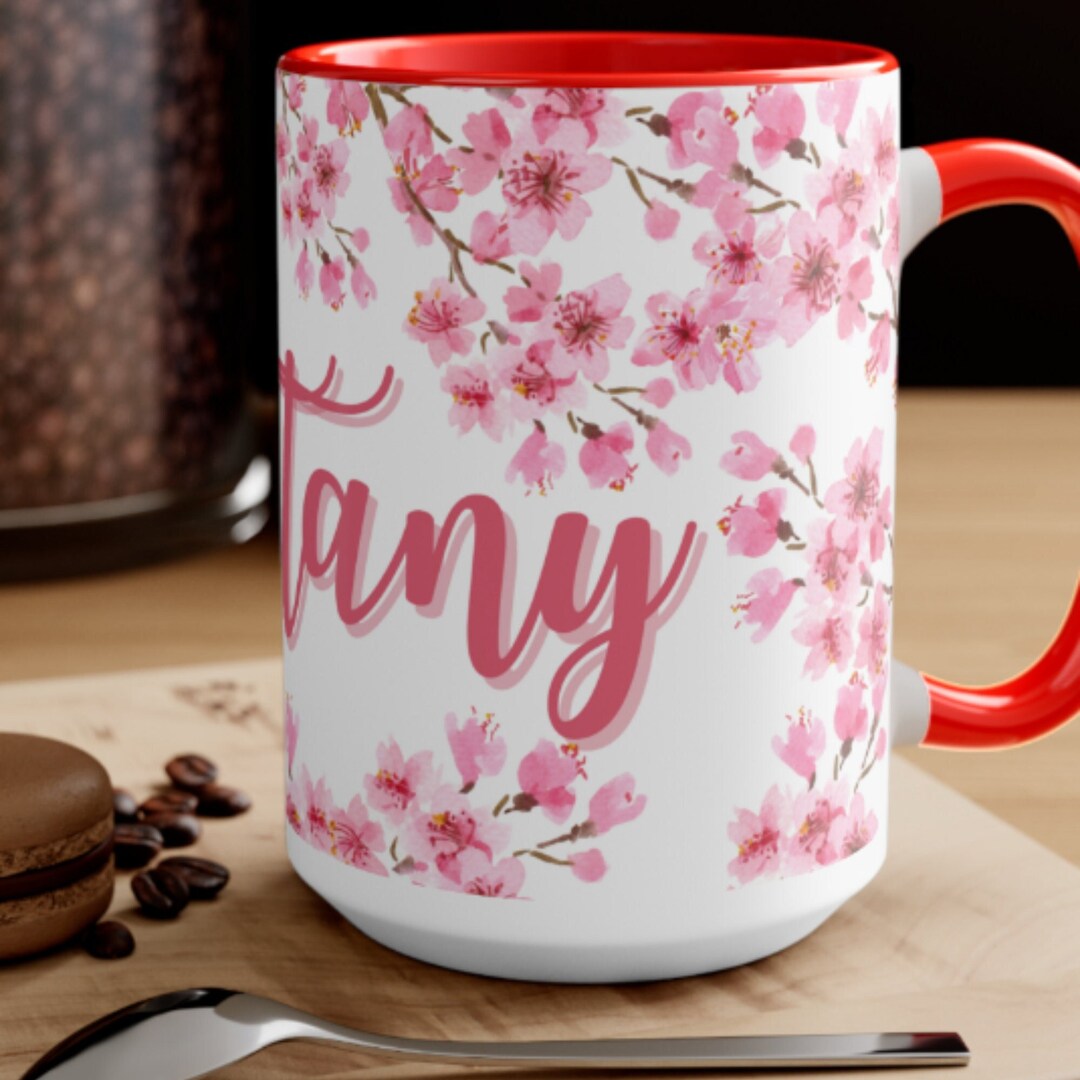 Cherry Blossom Mug, Personalized Mug, Floral Mug, Coffee Mug, Mother's ...