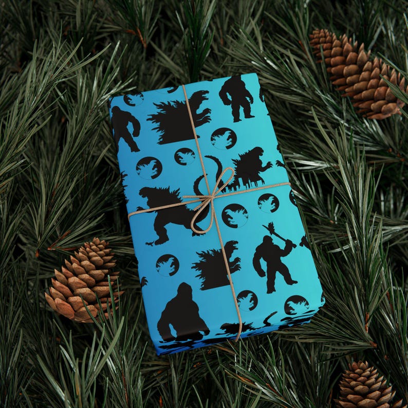 Kong Vs Zilla Monsters Birthday Wrapping Paper | Godzilla Birthday Gift ...