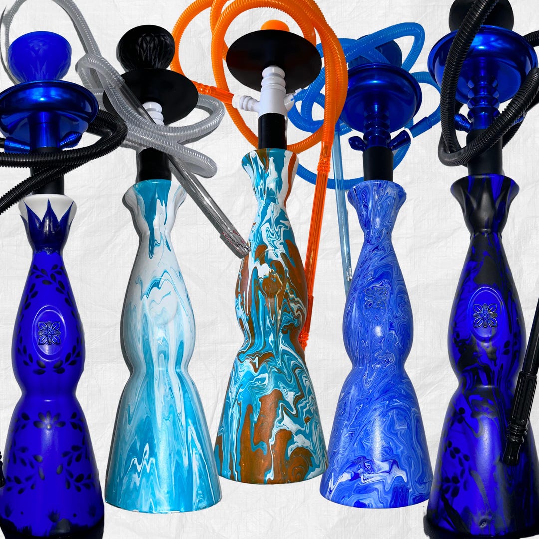 BLUE Collection | Hand Painted Custom Hookah/shisha | Bottle Art | Home ...