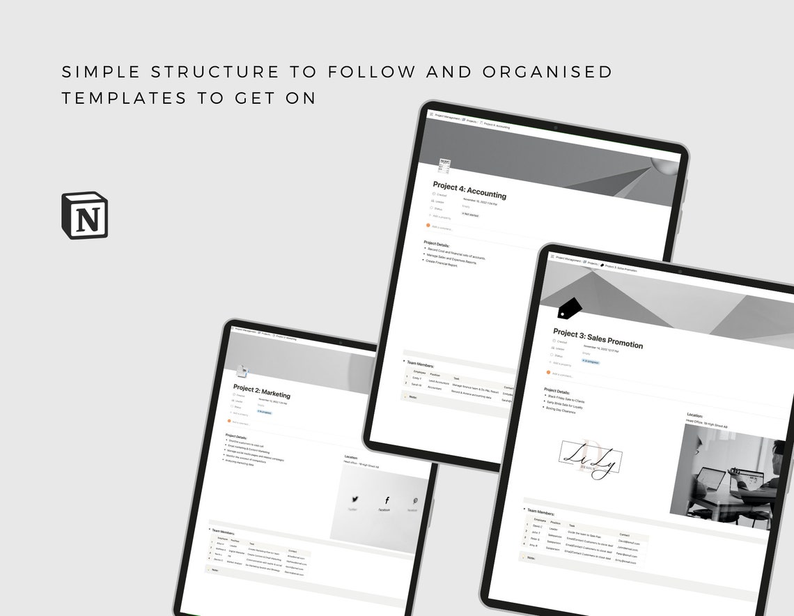 Digital Notion Project Management Planner Template - Etsy