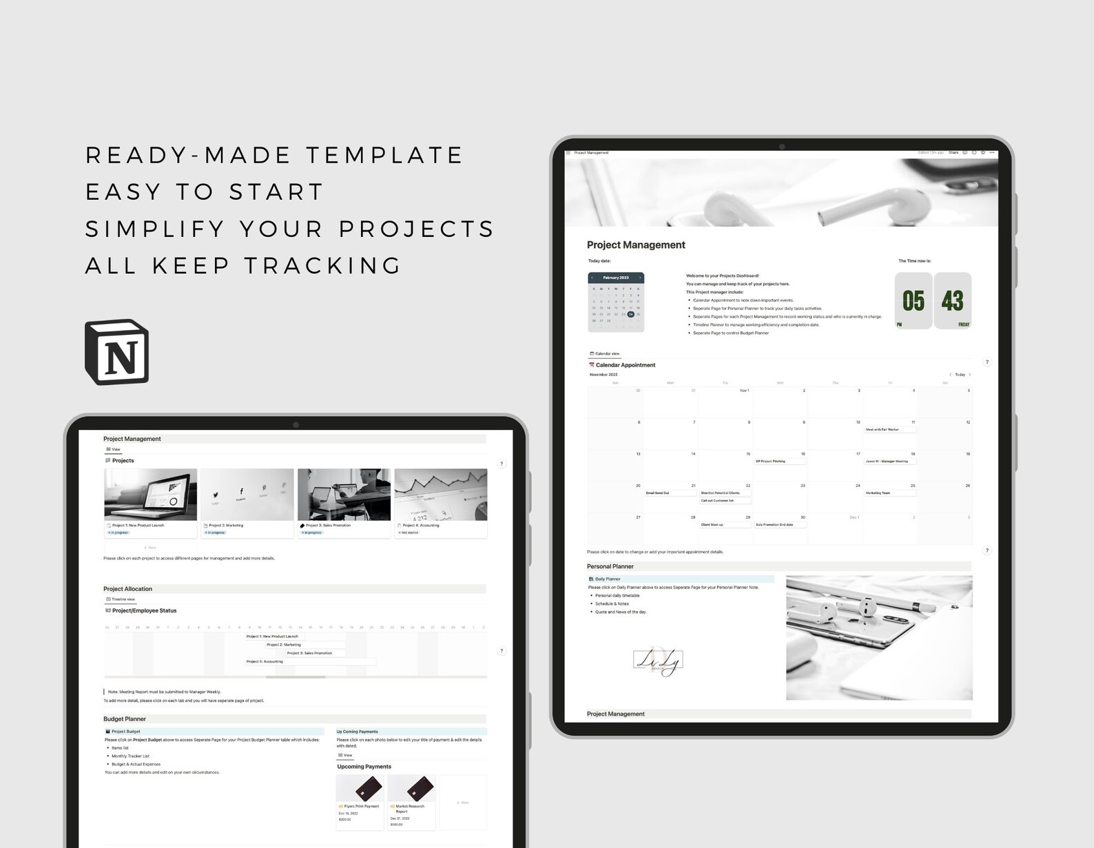 Digital Notion Project Management Planner Template - Etsy