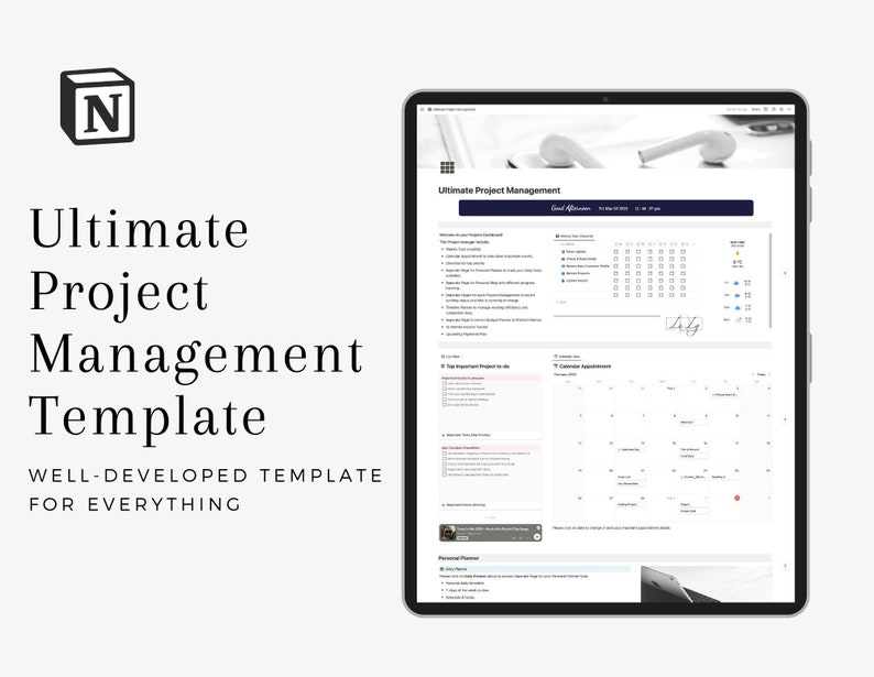 Notion Ultimate Project Management Template Planner - Etsy