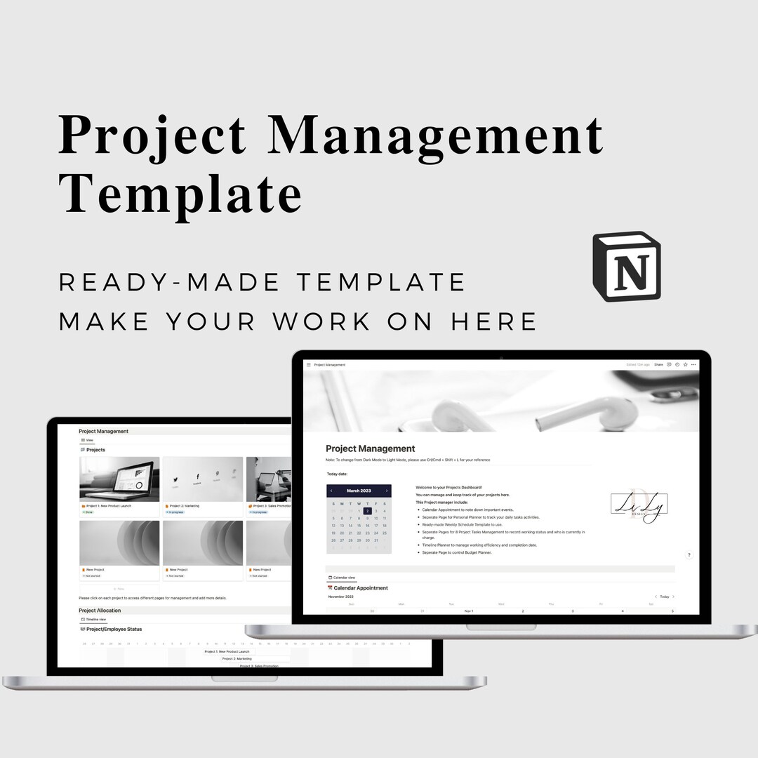 Digital Notion Project Management Planner Template - Etsy