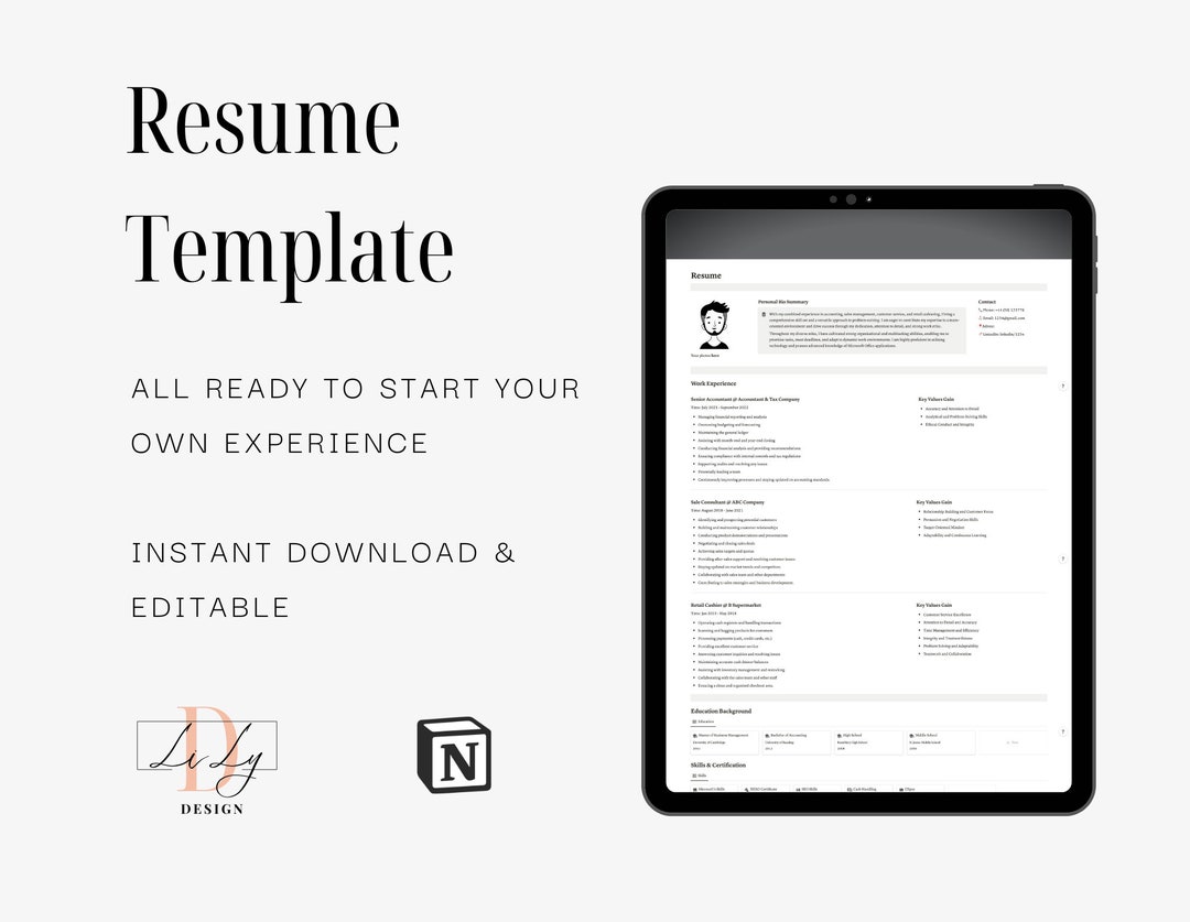 Notion Resume Template CV Template - Etsy