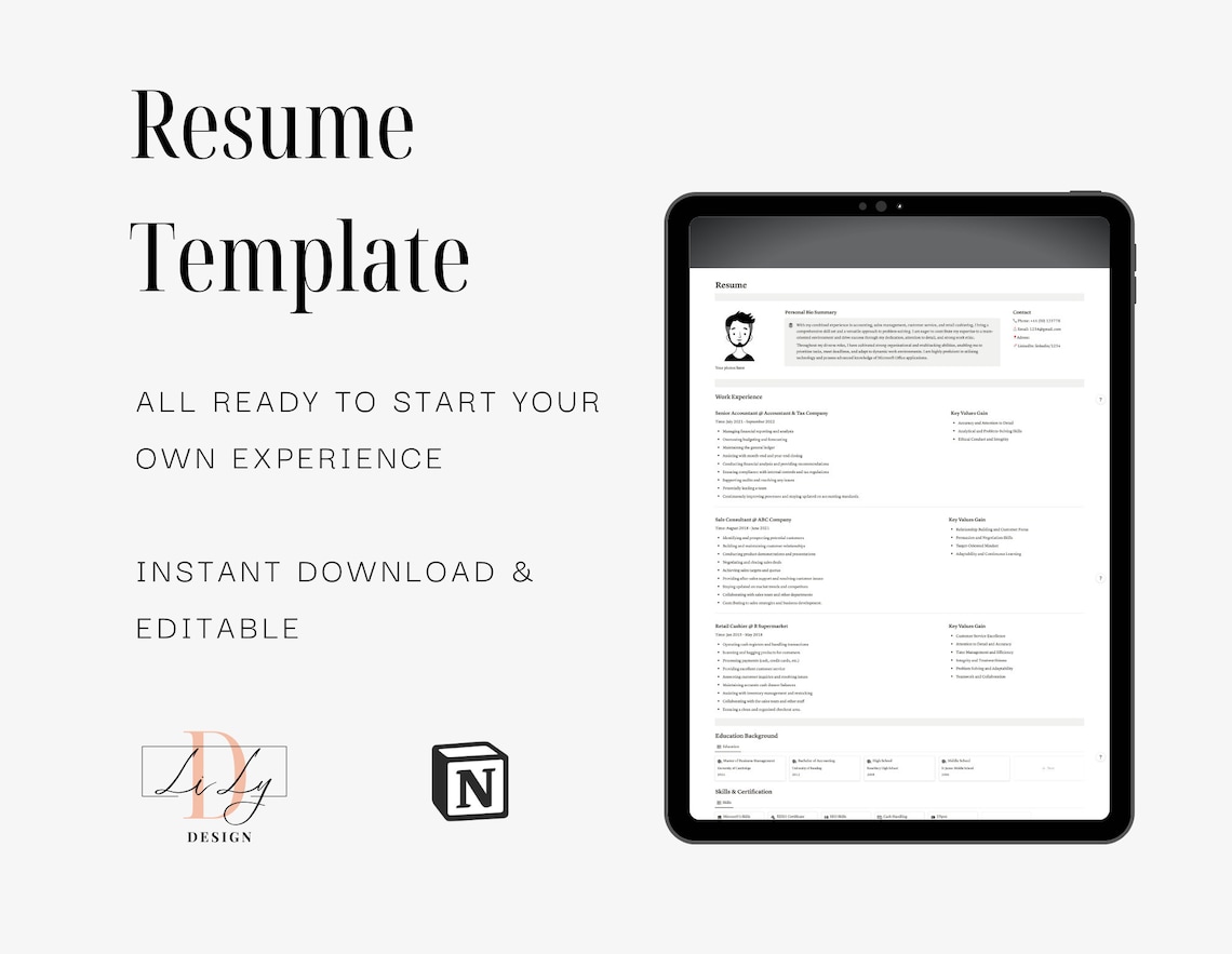 Notion Resume Template CV Template - Etsy