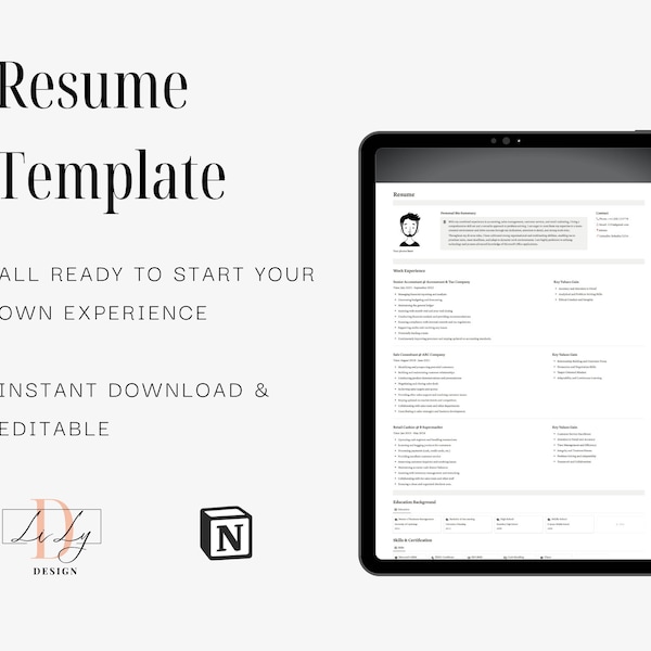 Notion Resume Template - Etsy