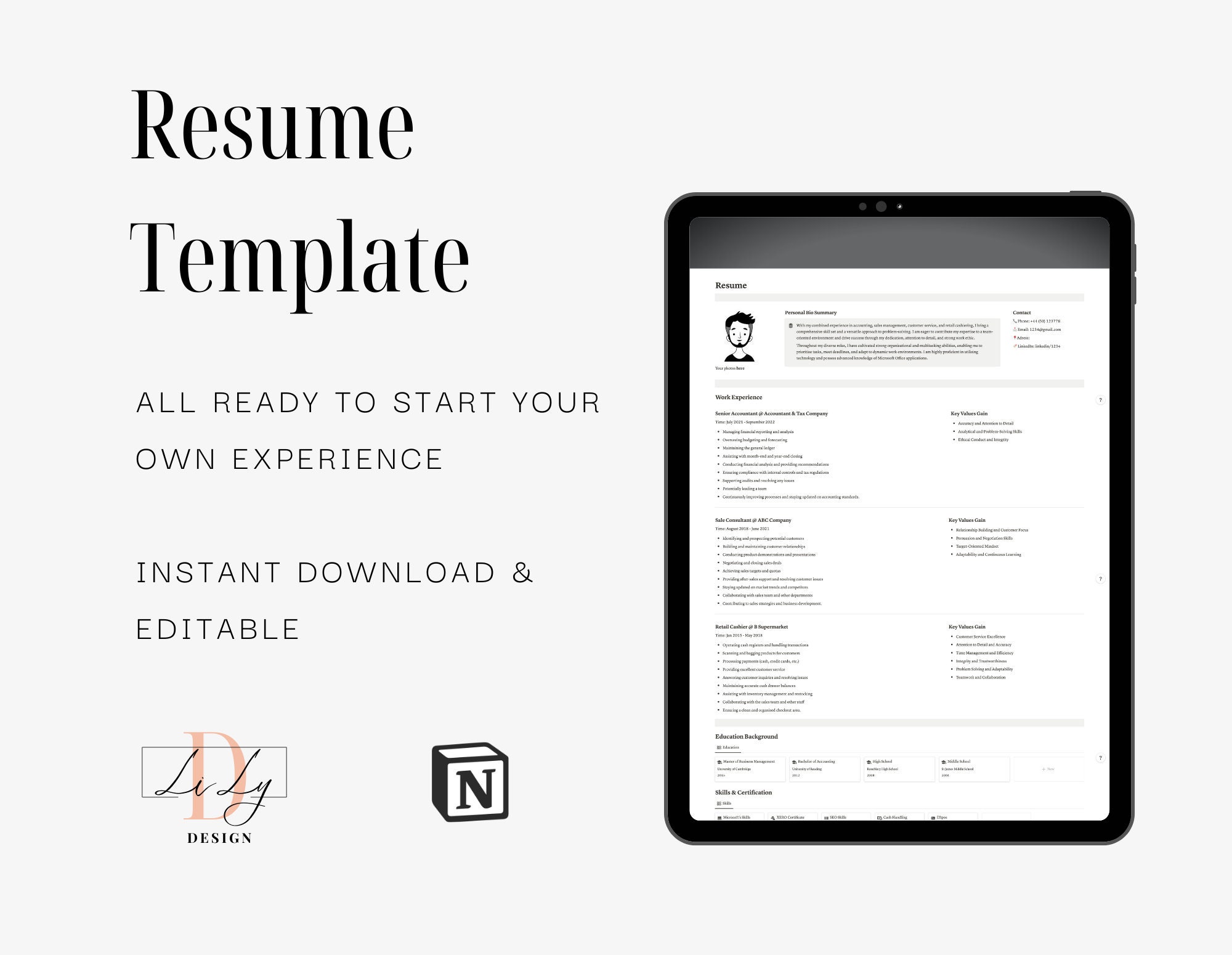 Notion Resume Template CV Template - Etsy