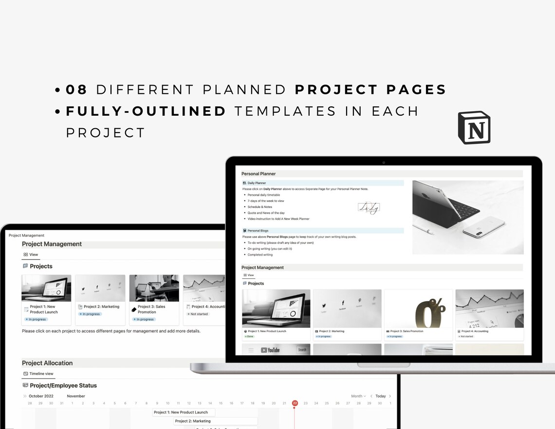 Notion Ultimate Project Management Template Planner - Etsy