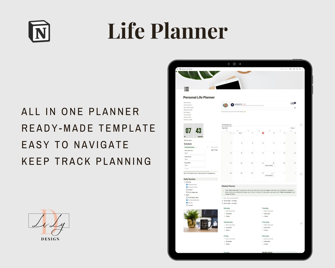 Notion Personal Life Planner Template - Etsy
