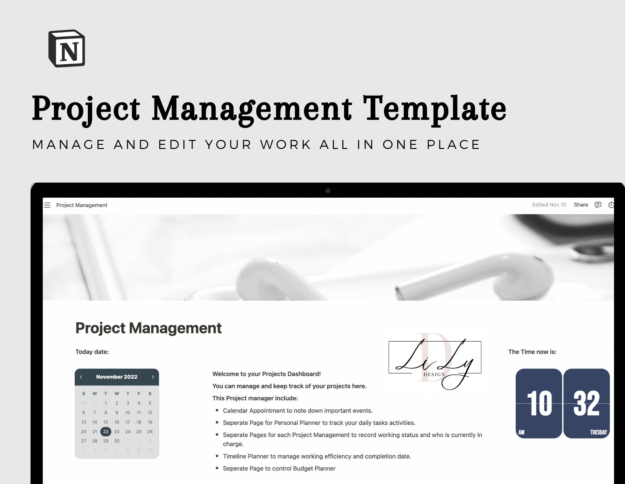 Digital Notion Project Management Planner Template - Etsy