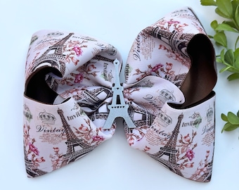 Paris Eiffel Tower Hair Bow, Paris Hair Bow, Pink Paris Hair Bow, Paris ...
