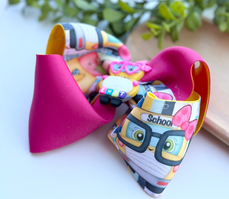 School Bus Hair Bow, Jumbo Grosgrain Ribbon, Alligator Clip - Etsy